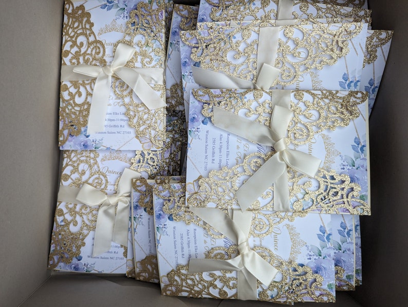 Quinceañera Invitations, Laser Cut Invitation . 25 Pack Custom Color ...