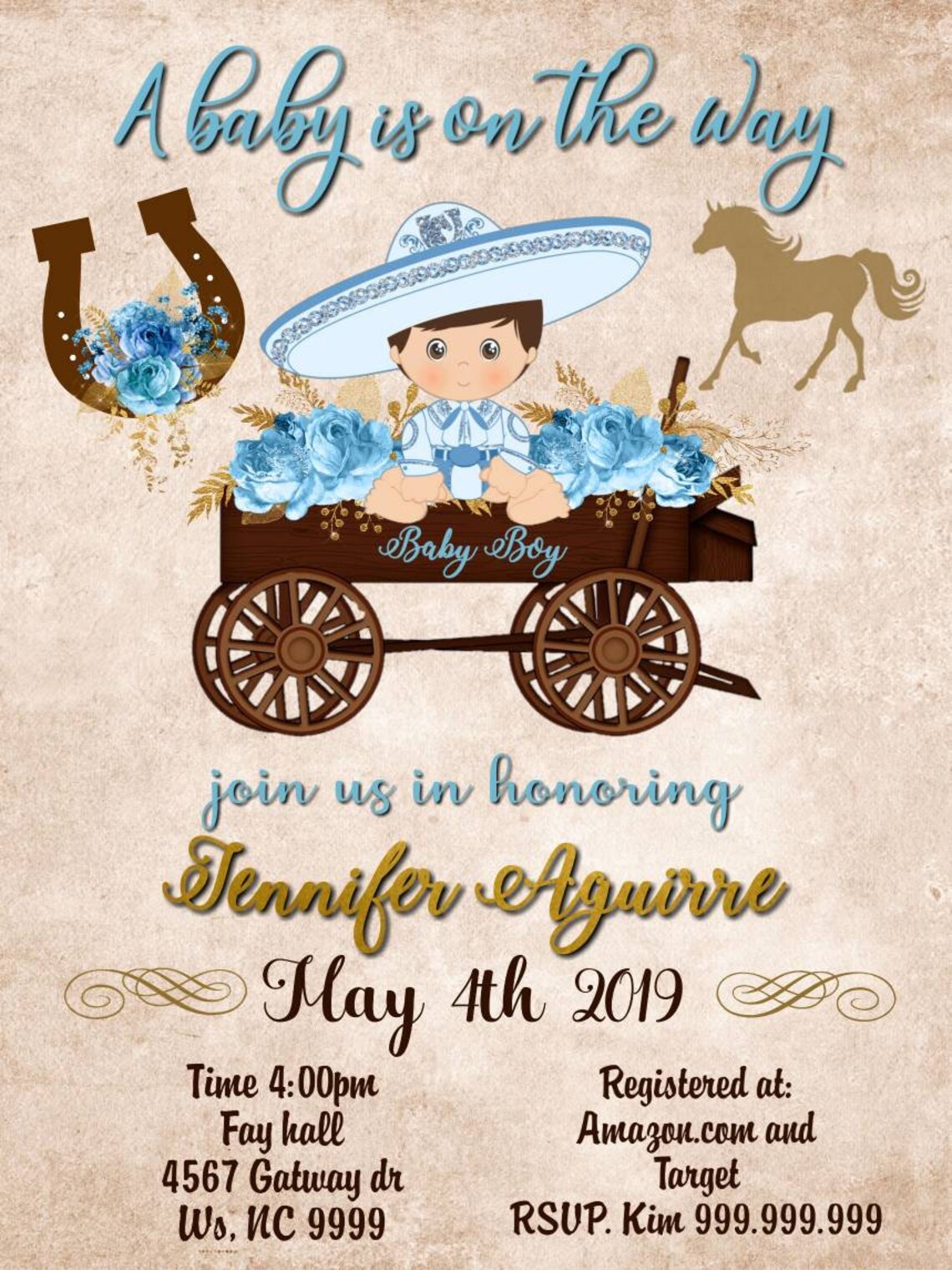 Mexican Charro Invitation, 24HR TURNAROUND Baby Shower Charro ...