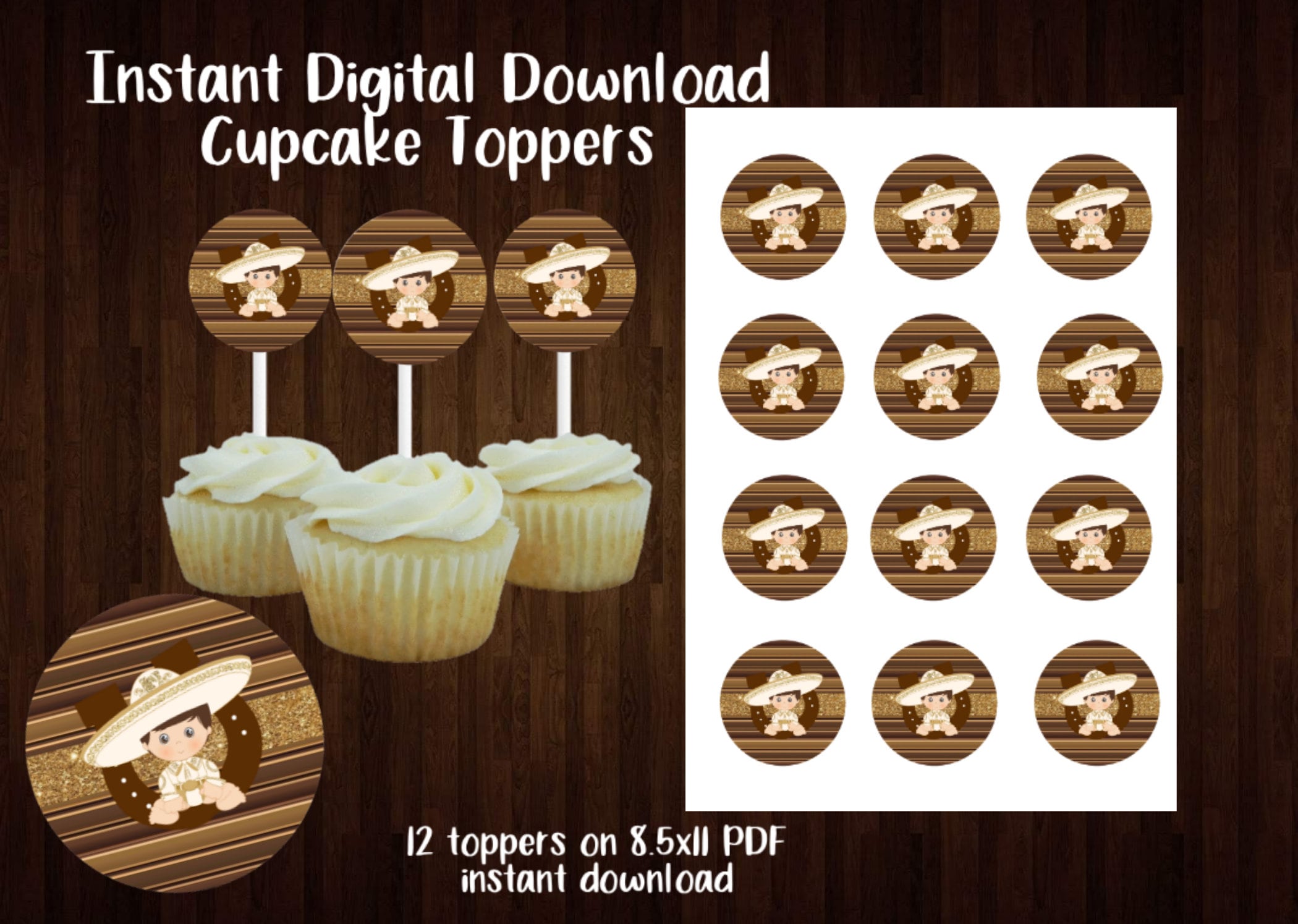 Charro Party Decor, Charro Cupcake Topper, Charro Birthday Stickers ...