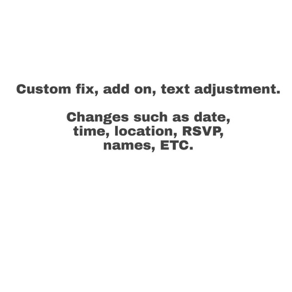 Text Adjustment Text Change Add Ons Etc. - Etsy