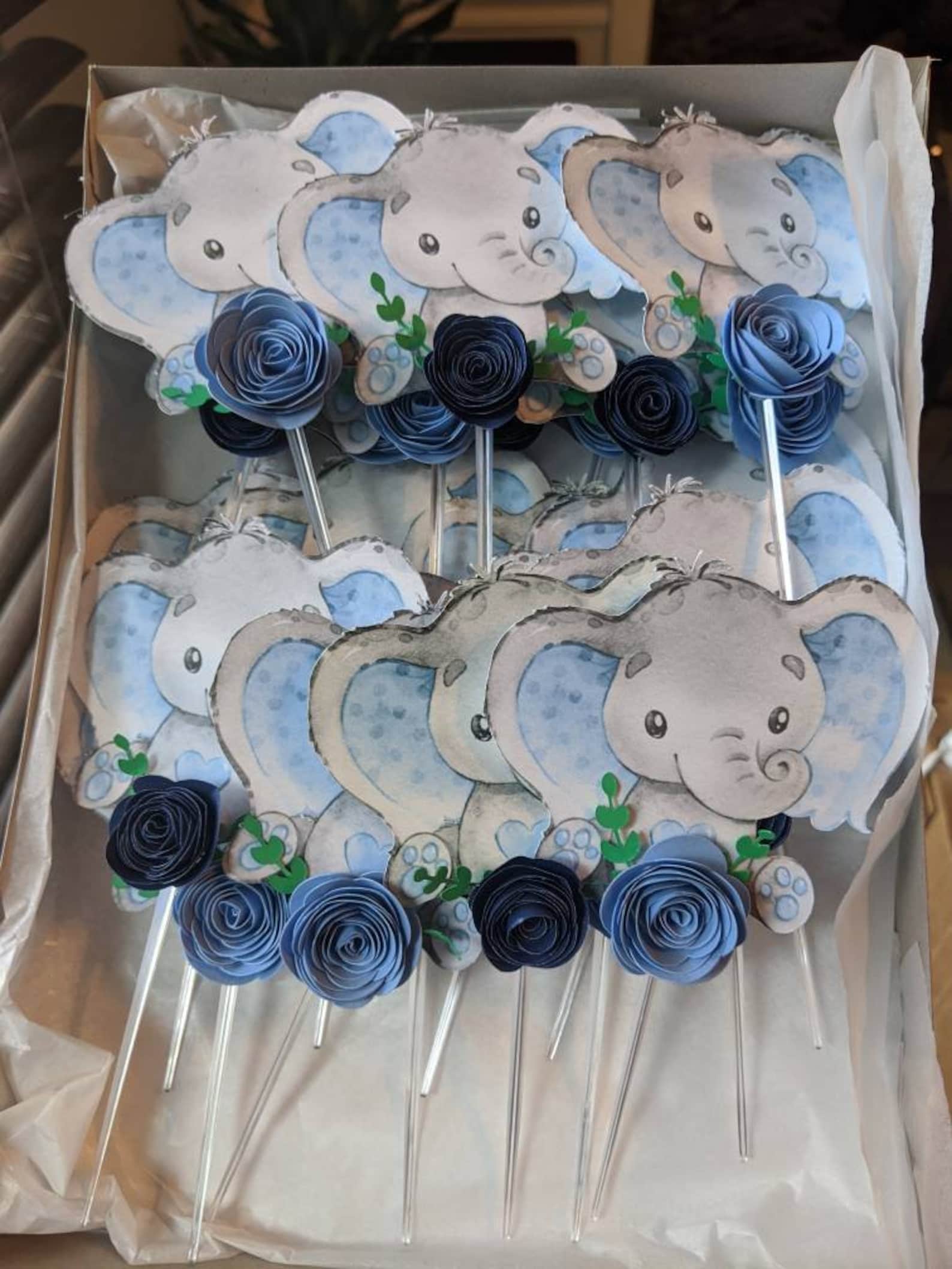 Baby Shower Blue Elephant Centerpieces - Etsy