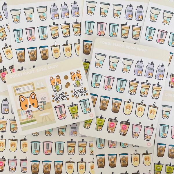 Corgi Boba Stickers - Etsy