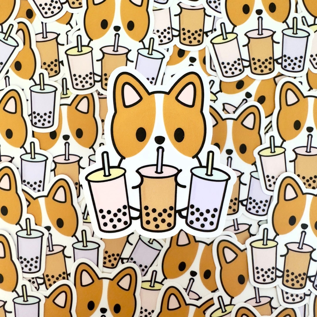 Corgi Boba Vinyl Sticker - Etsy