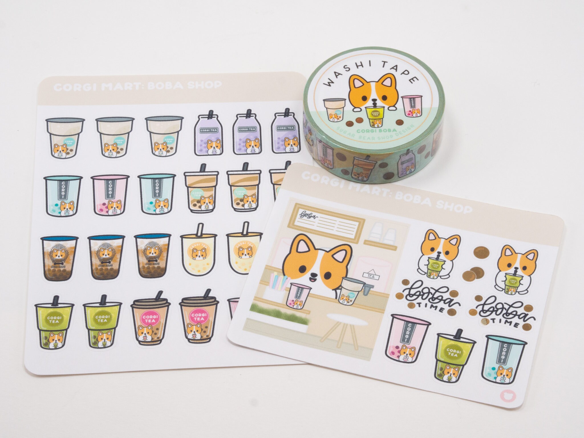 Stickers Paper & Party Supplies Corgi Boba Bundle Stickers, Labels ...