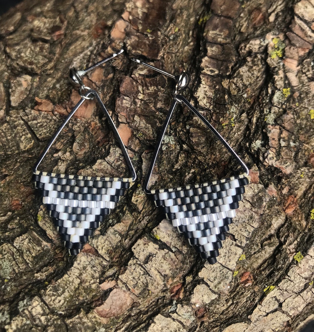 Delica Triangle Dangle Studs/earrings/ Trendy Jewelry/ Beaded Earrings ...