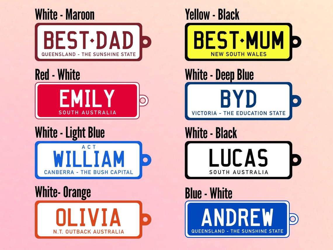 Custom License Plate Keyring – Personalised Rego Tag, Name/message ...