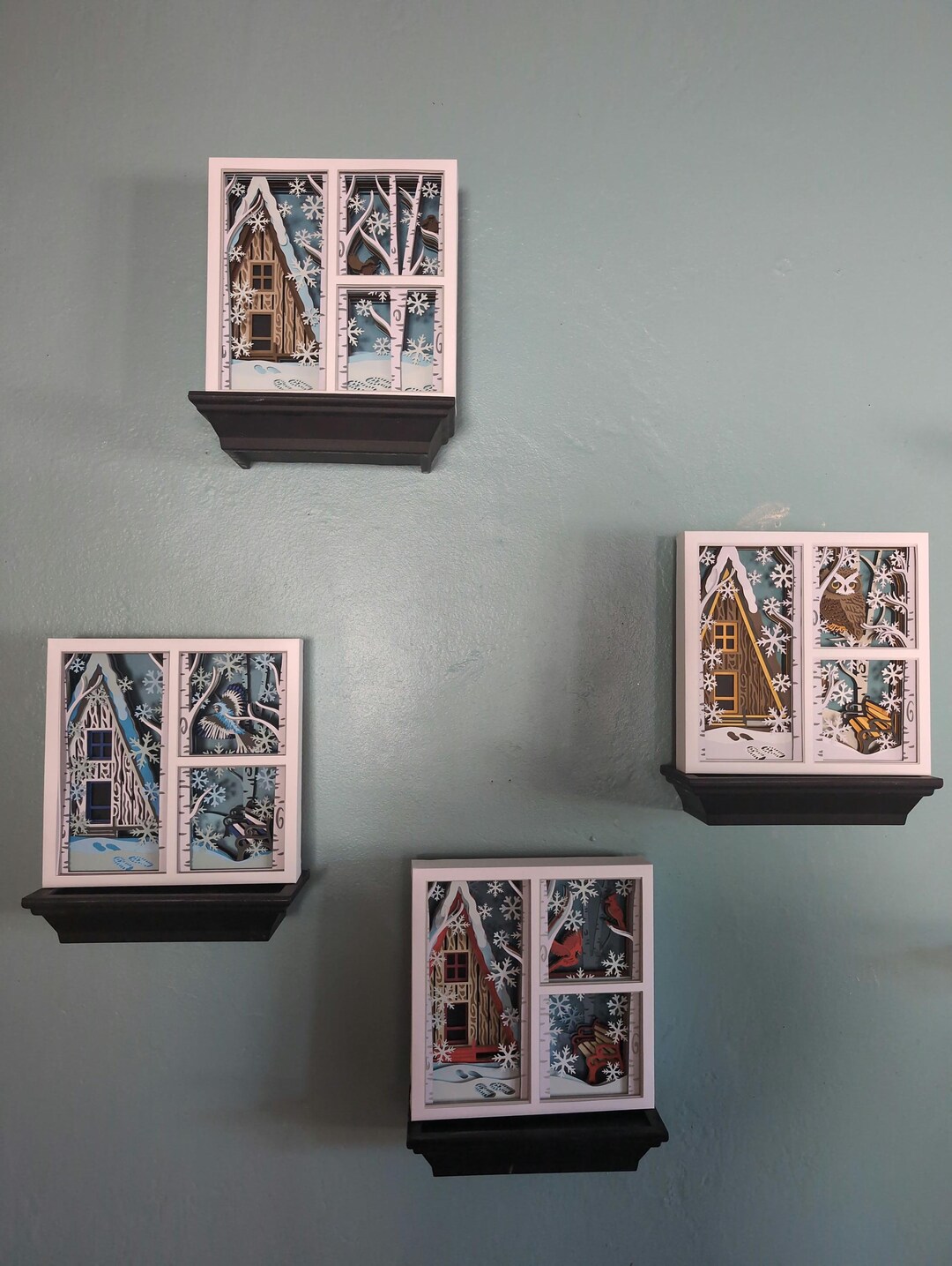 Winter A Frame Cabin Showbox Wallart - Etsy