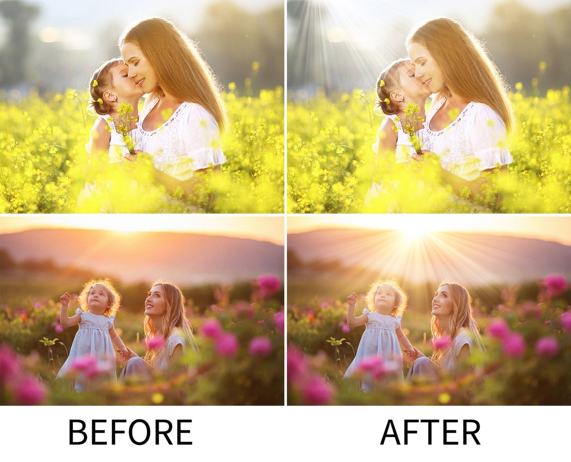 56 Sunbeam overlays Sunshine overlaysPhotoshop overlays | Etsy