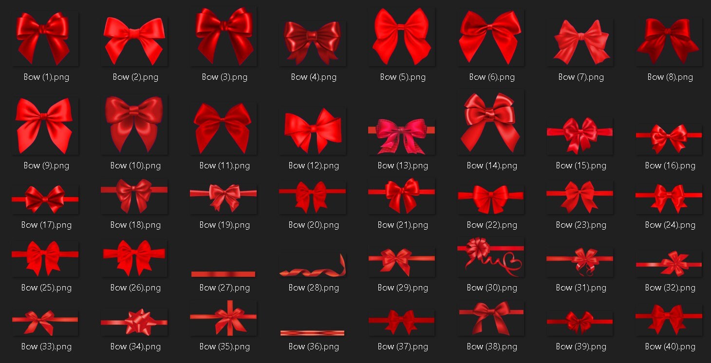 40 Bow Overlay and Ribbons Overlays, a Gift Box Design Poster Element ...