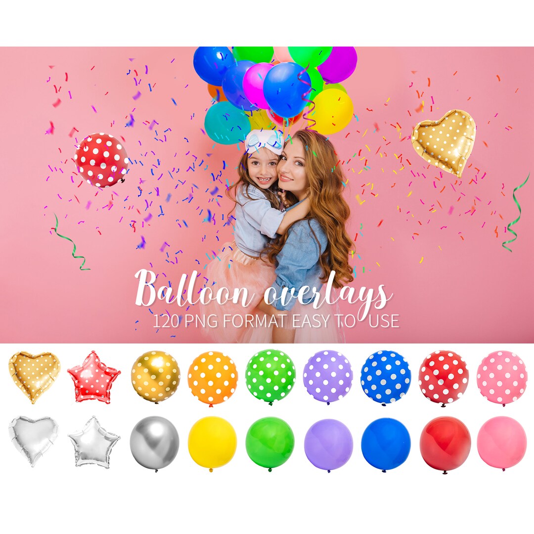 120 Balloon Photo Overlays, Metallic Balloon Overlays，balloon Photo ...
