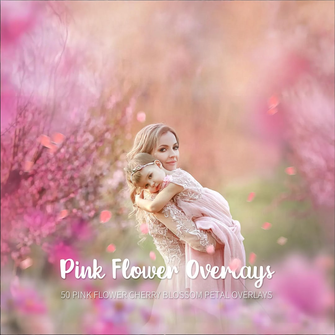 51 Pink Flower Overlays，photoshop Summer Overlays，digital Backdrop ...