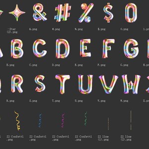 59 Rainbow Letters & Number Balloon Overlays Png, Birthday Overlays ...