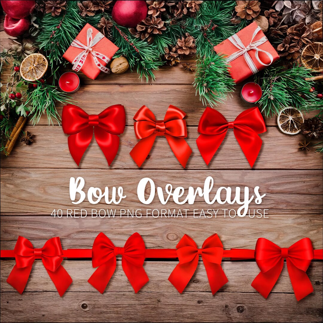 40 Bow Overlay and Ribbons Overlays, a Gift Box Design Poster Element ...