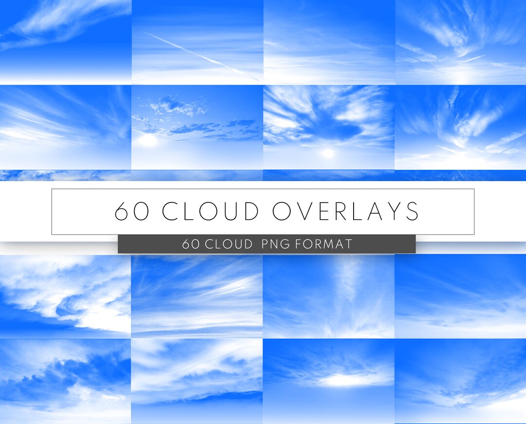 60 Cloud Overlays PNG Format Sky Cloud Photo Backdrop Beach - Etsy