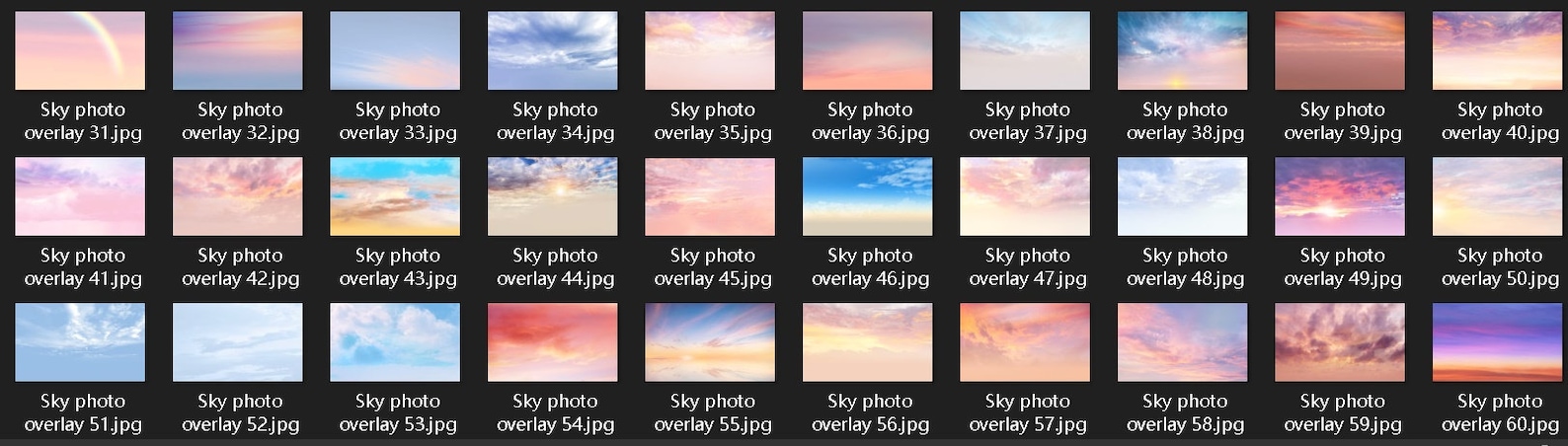 60 Sky Overlays,blue Sky,sunset,clouds,photoshop Overlays,texture ...