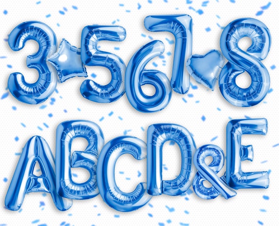 59 Blue Balloon Letters Overlays Png & Foil Balloon Numbers | Etsy
