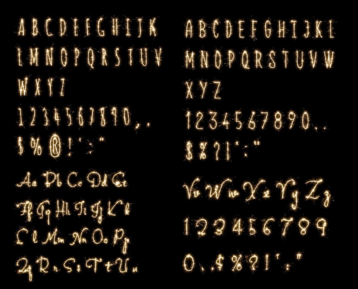 Christmas Sparkler Font: Christmas Firework Letters Overlays - Etsy