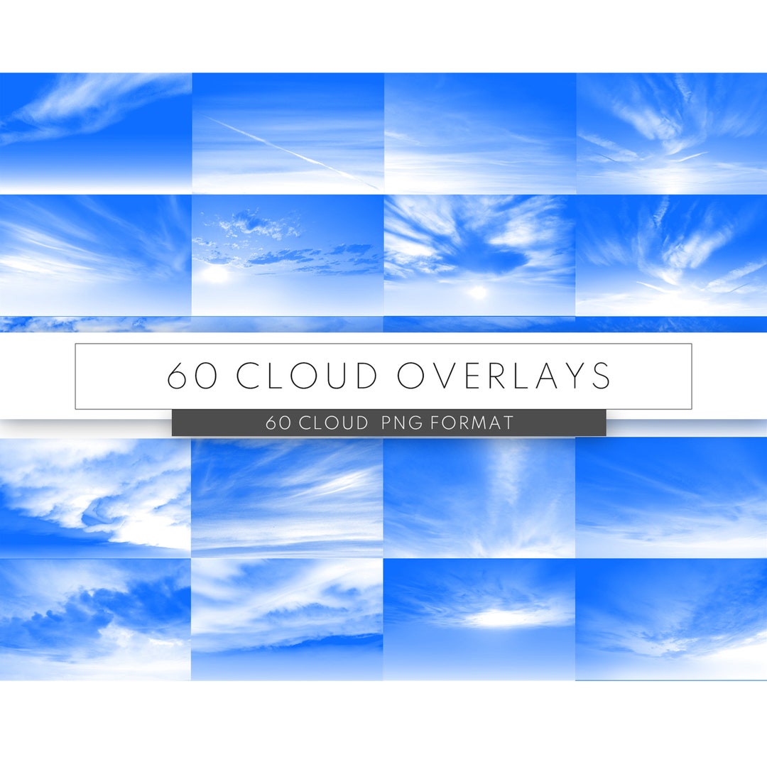 60 Cloud Overlays PNG Format, Sky Cloud Photo Backdrop, Beach Sky ...