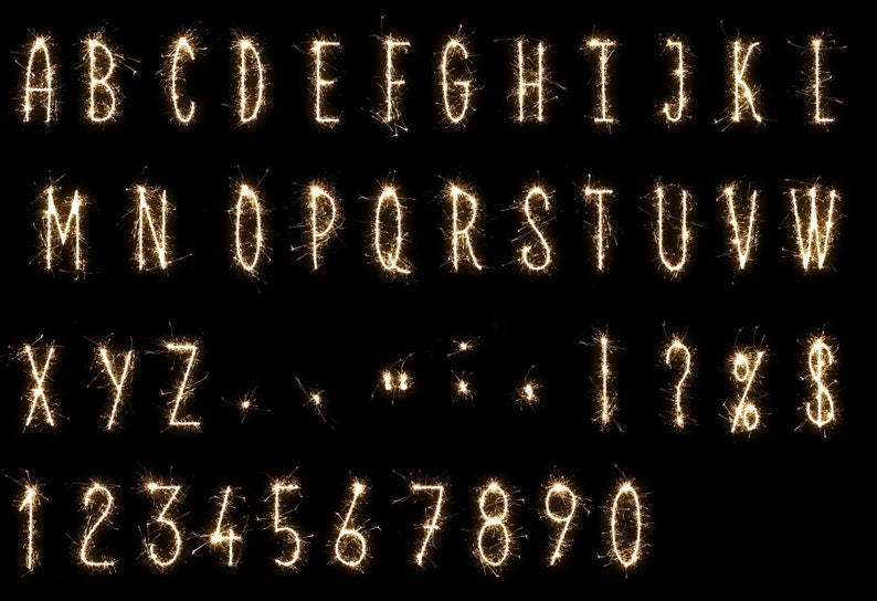 Sparklers Fonts: Wedding Christmas Sparkler Alpahbet Photoshop - Etsy