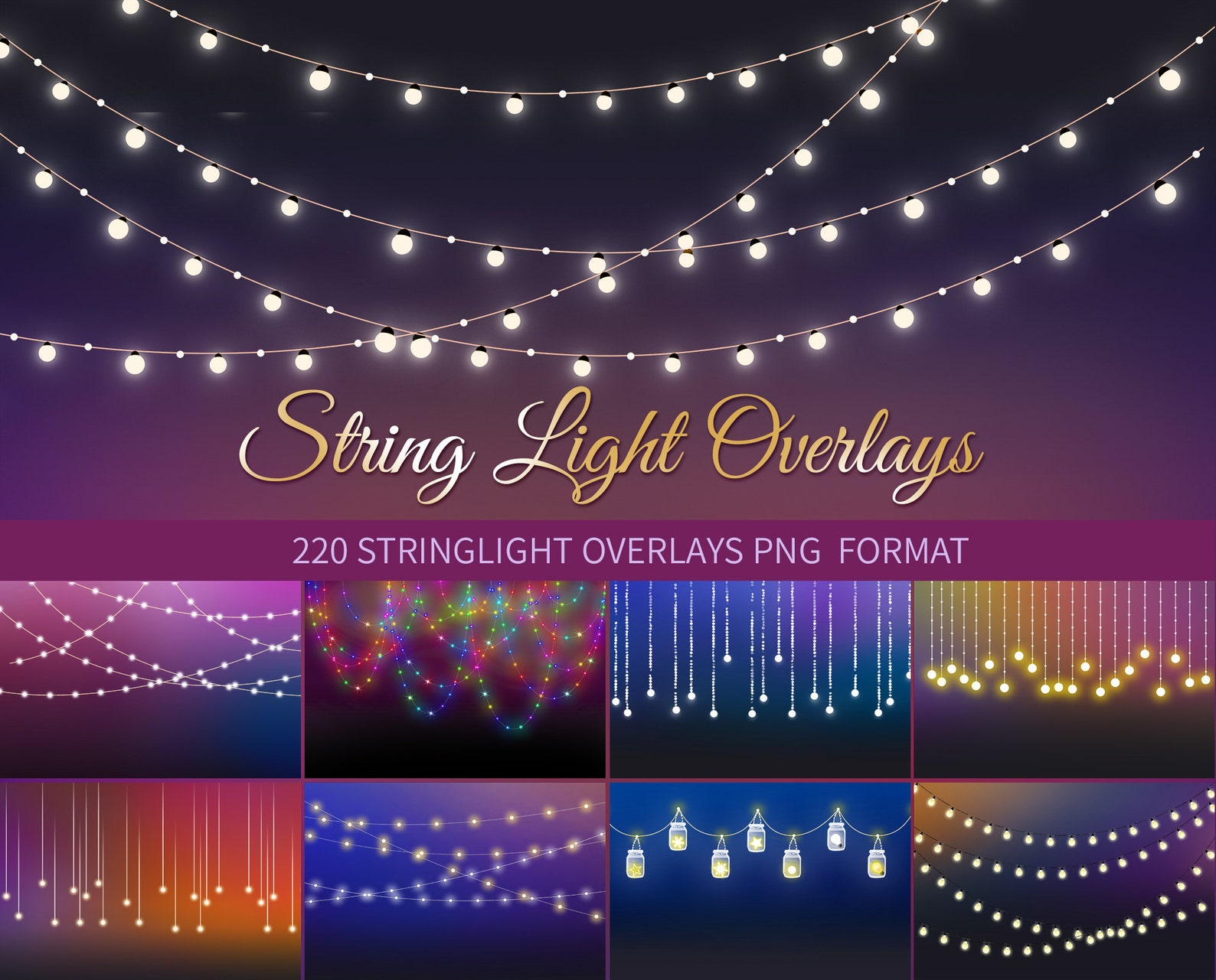 220 String Light Overlaysnew Year Christmas Lights String | Etsy