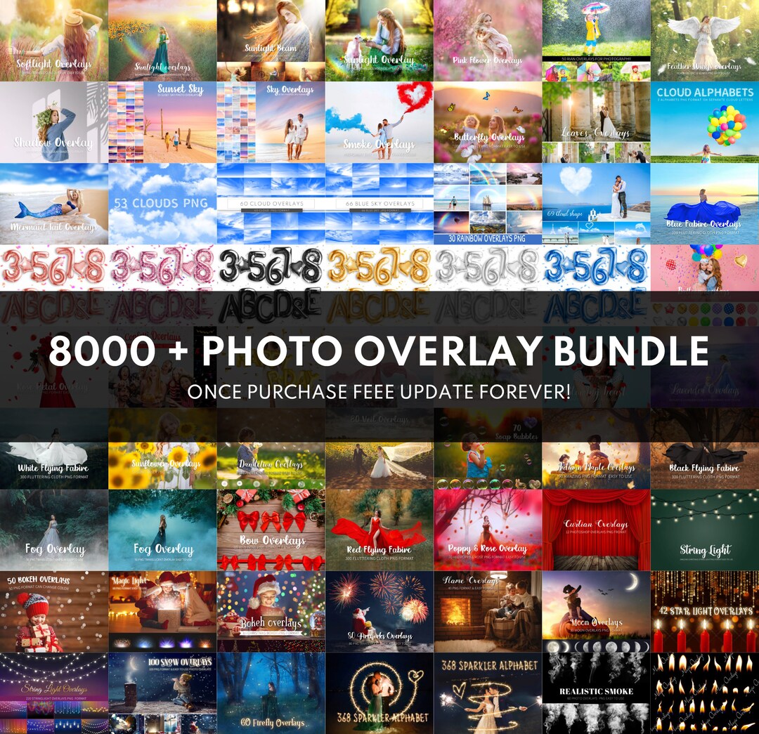 8000 Photoshop Overlay Bundle: Once Purchase Free to Update - Etsy