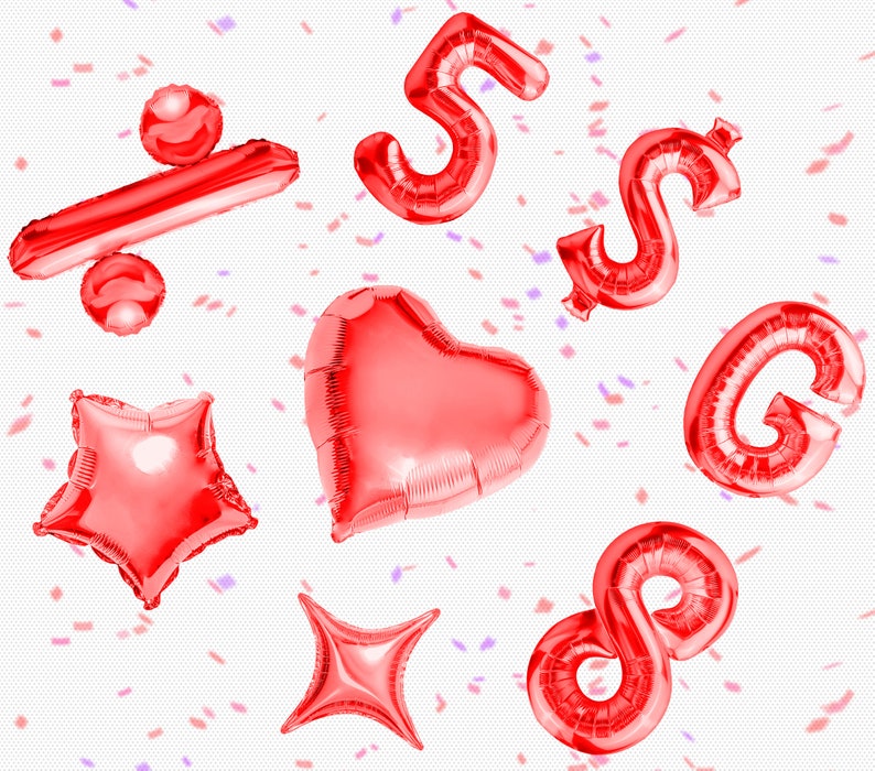 59 Red Letters & Number Balloon Overlays Christmas Overlays | Etsy