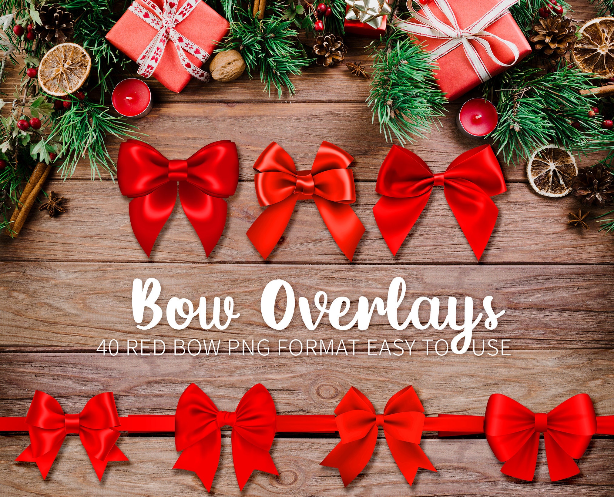 40 Bow Overlay and Ribbons Overlays a Gift Box Design Poster - Etsy