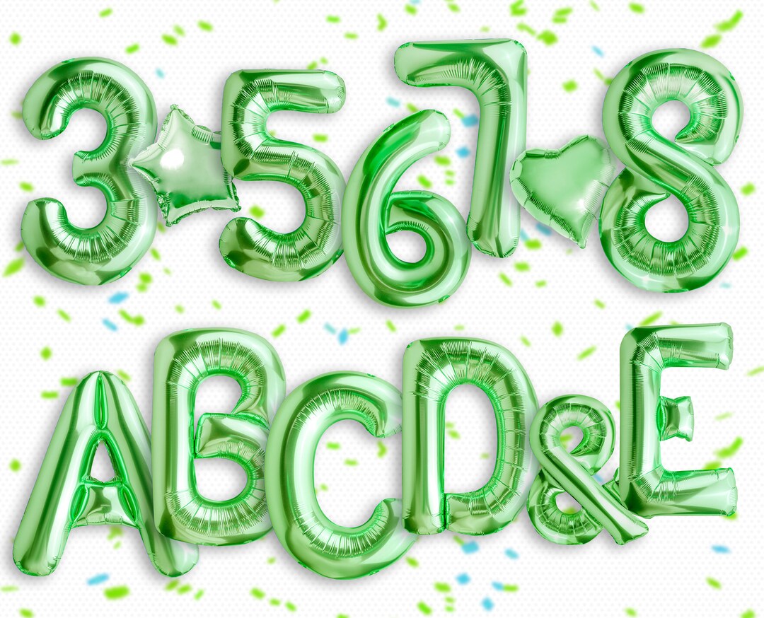 59 Green Balloon Letters Overlays Png Festive Overlays - Etsy