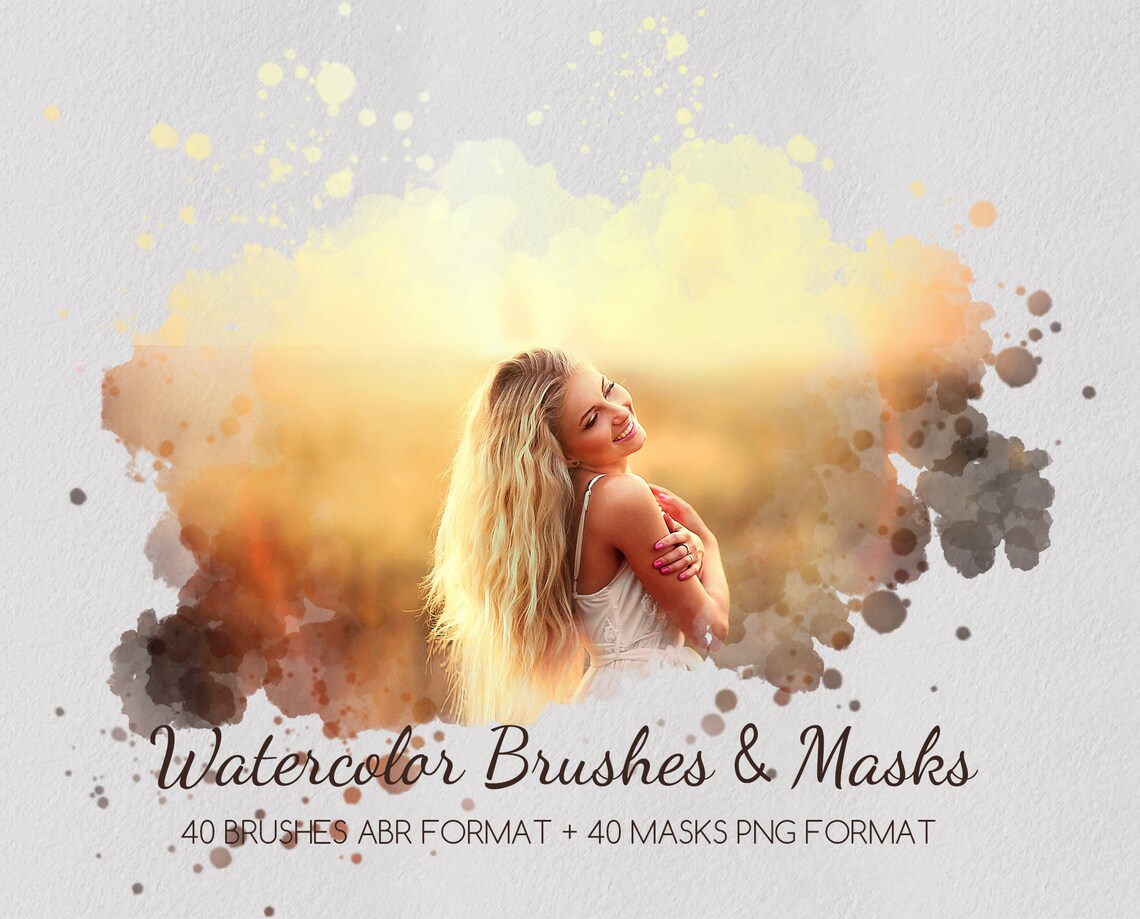 40 Watercolor Portrait Masks：watercolor Png Overlays/clipping/brush ...
