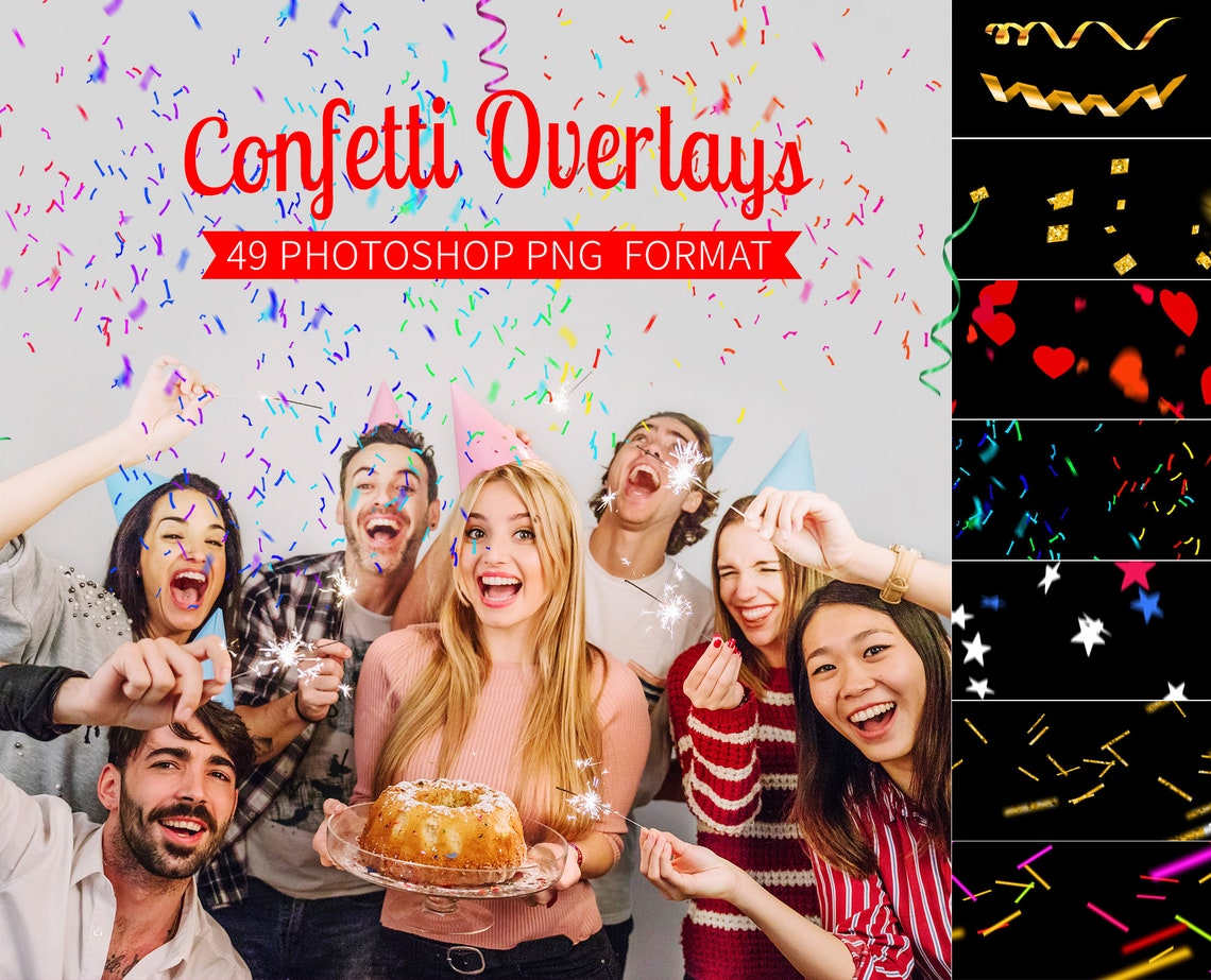 Wedding Confetti Overlays: Golden Confetti Photoshop Overlays - Etsy