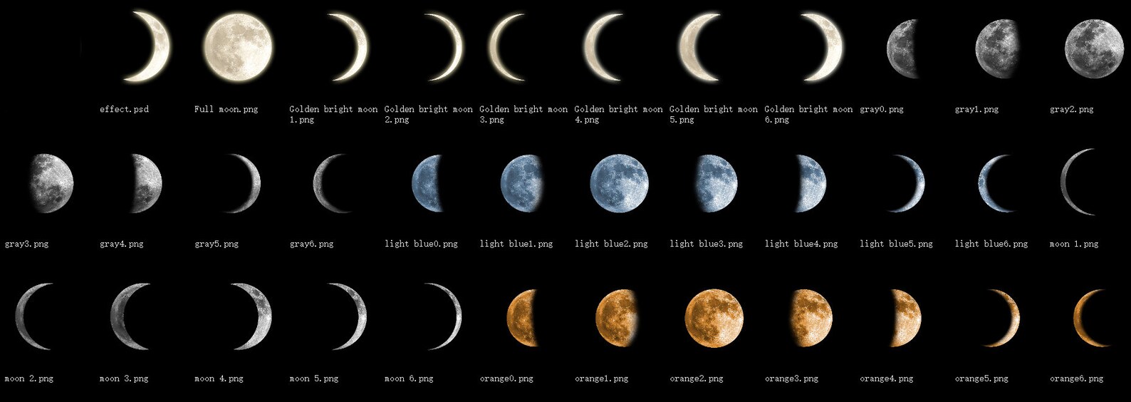 Moon Overlays: Magic Full Moon Phase Isolated Over Translucent | Etsy