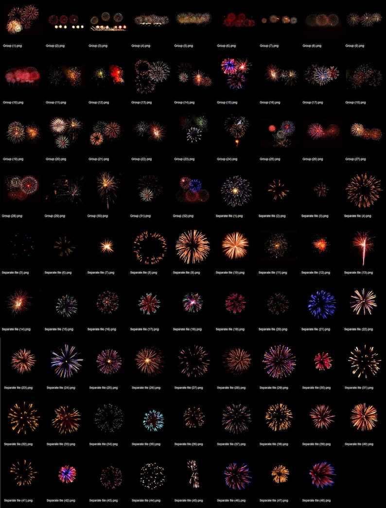 80 Fireworks Overlays Fireworks Clipartfireworks Photoshop - Etsy