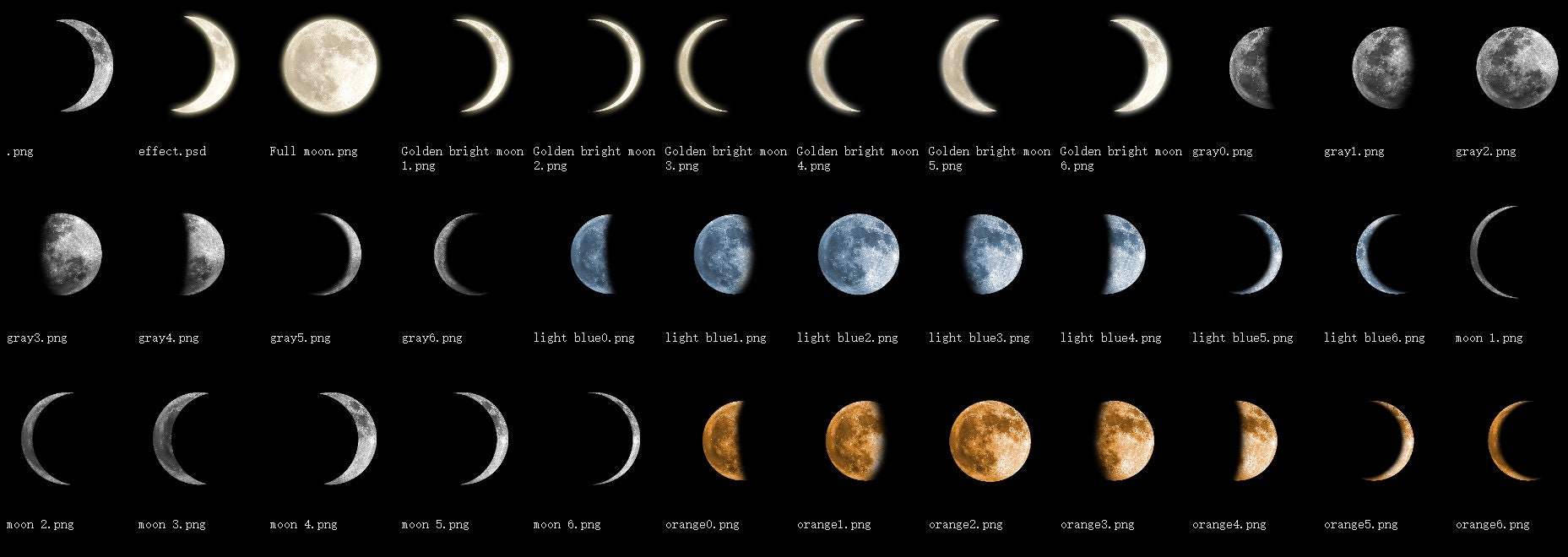 Moon overlays: Magic full moon phase isolated over translucent | Etsy