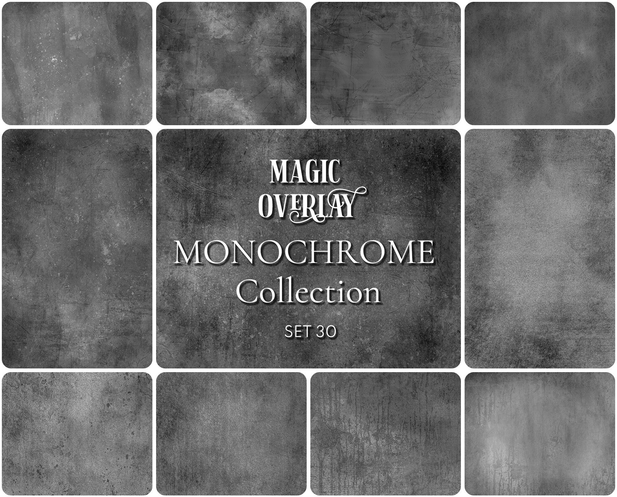 30 MONOCHROME Black Set Photoshop Overlays Digital Backdrop | Etsy