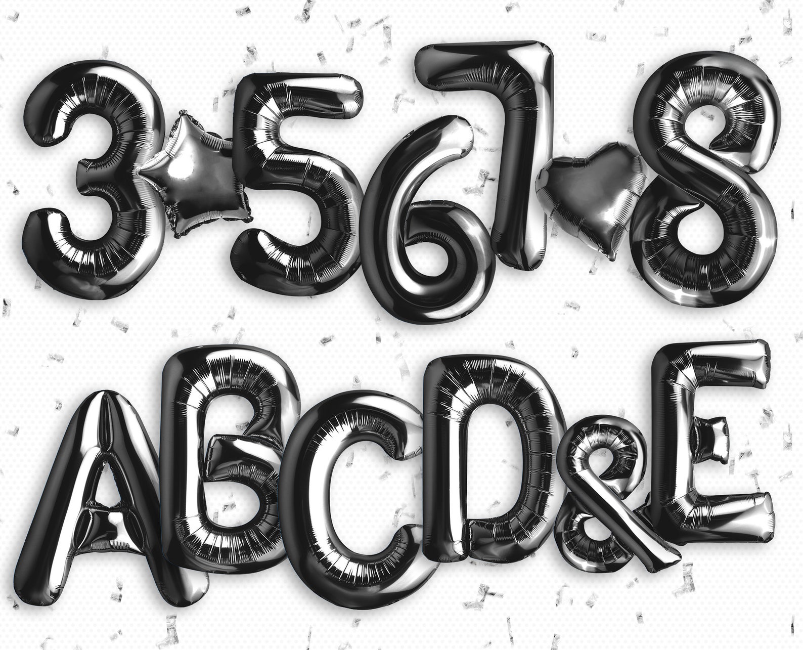 59 Black Balloon Letters & Foil Balloon Numbers Photoshop - Etsy