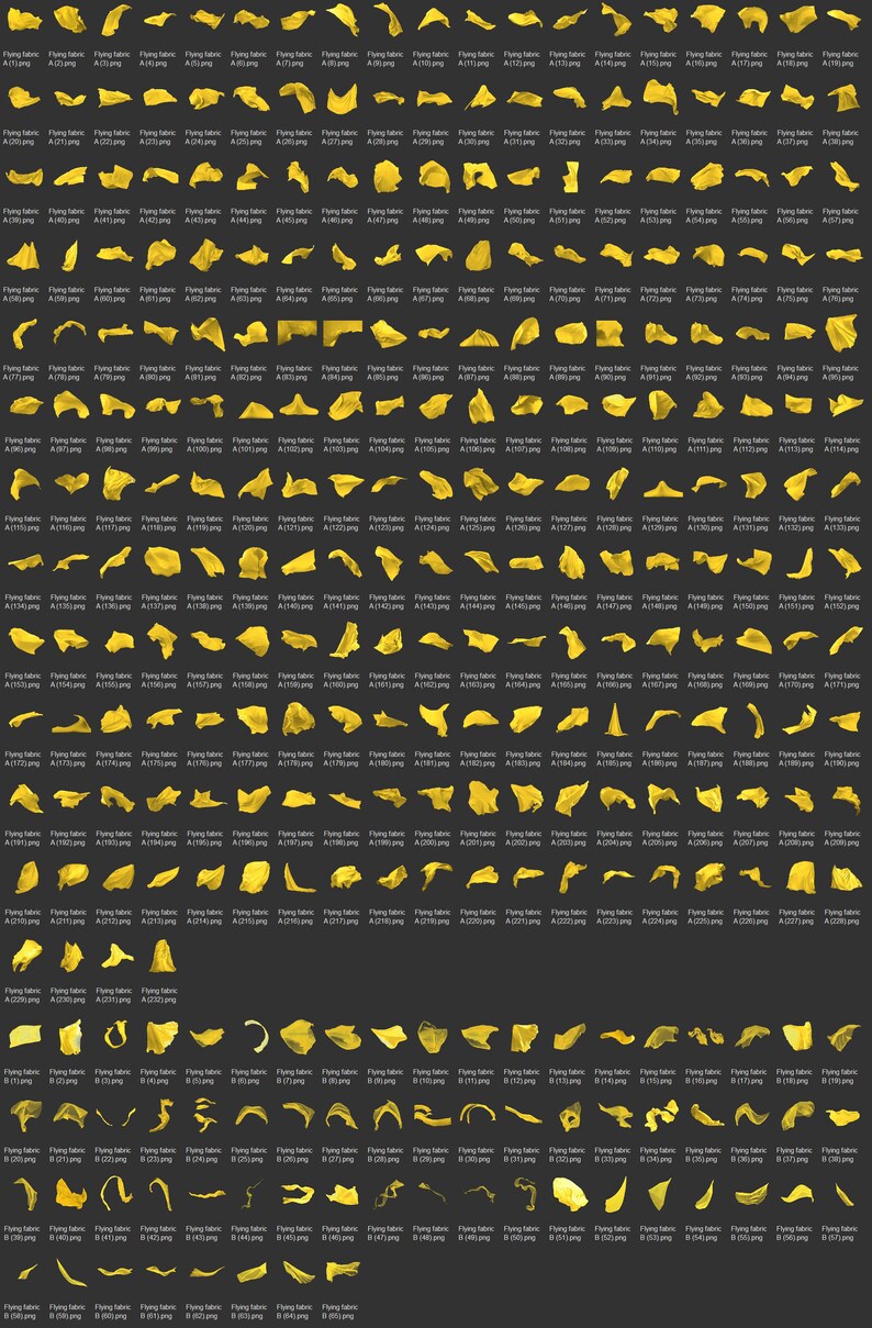 300 Yellow Flying Fabric Overlays, Summer Photoshop Overlays, Yellow ...