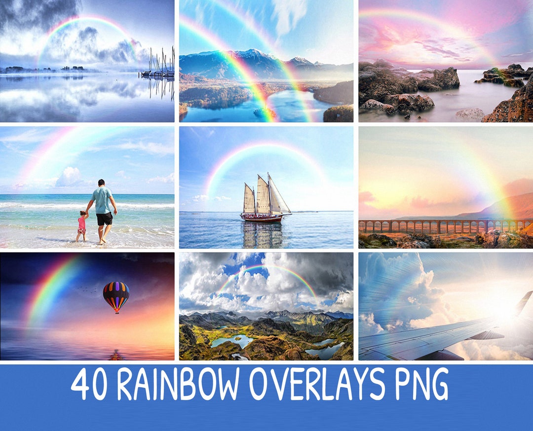 40 Rainbow Photoshop Overlays Rainbow Clipart Rainy Day - Etsy