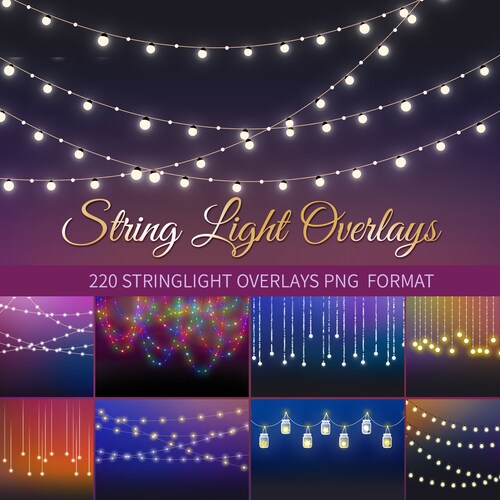 String Lights Overlays Clipart Christmas Fairy Lights - Etsy