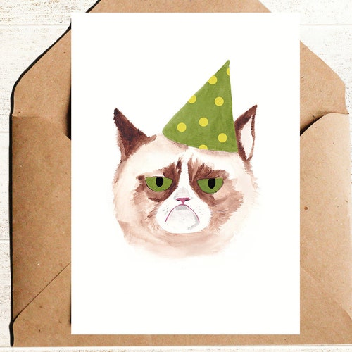 Grumpy Cat Birthday Card for Anyone Who Loves Cats Funny - Etsy