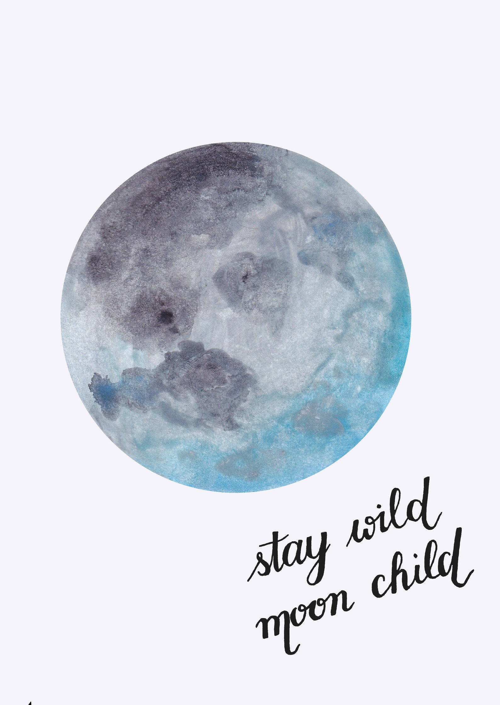 Moonchild Card Print of handdrawn full moon card with quote | Etsy