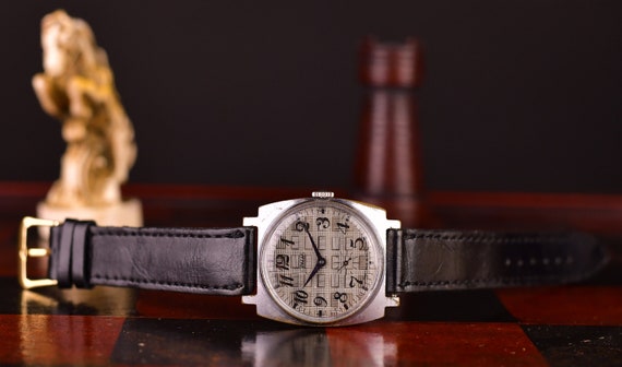 Square Watch - Vintage Mens Watch - Retro Mechanical … - Gem