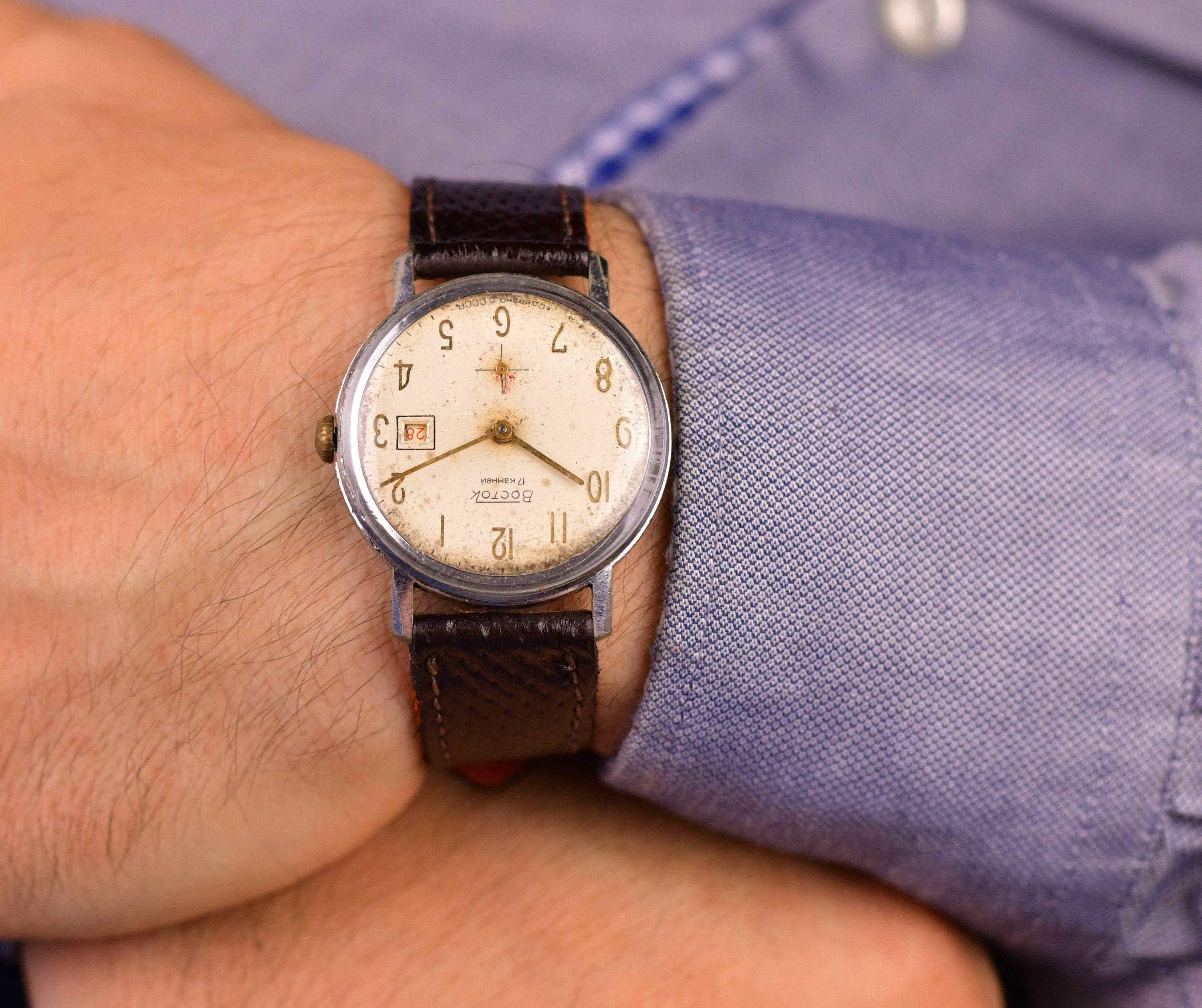 Retro Mens Watch 60s Vintage Watch for Men Beige Dial | Etsy