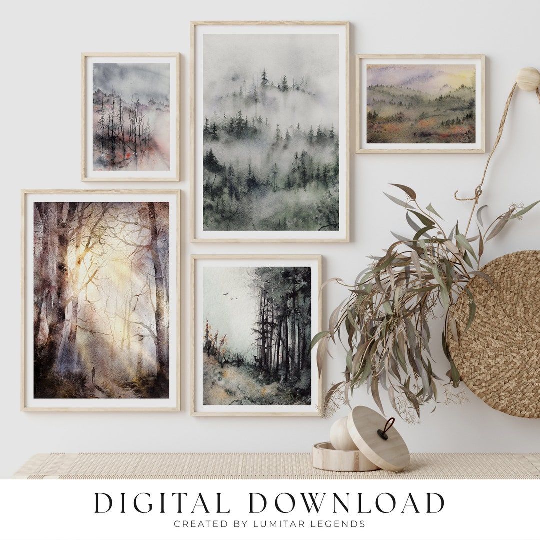 10 PRINTABLE Ethereal Forest Postcards and Poster Set Printable Digital ...