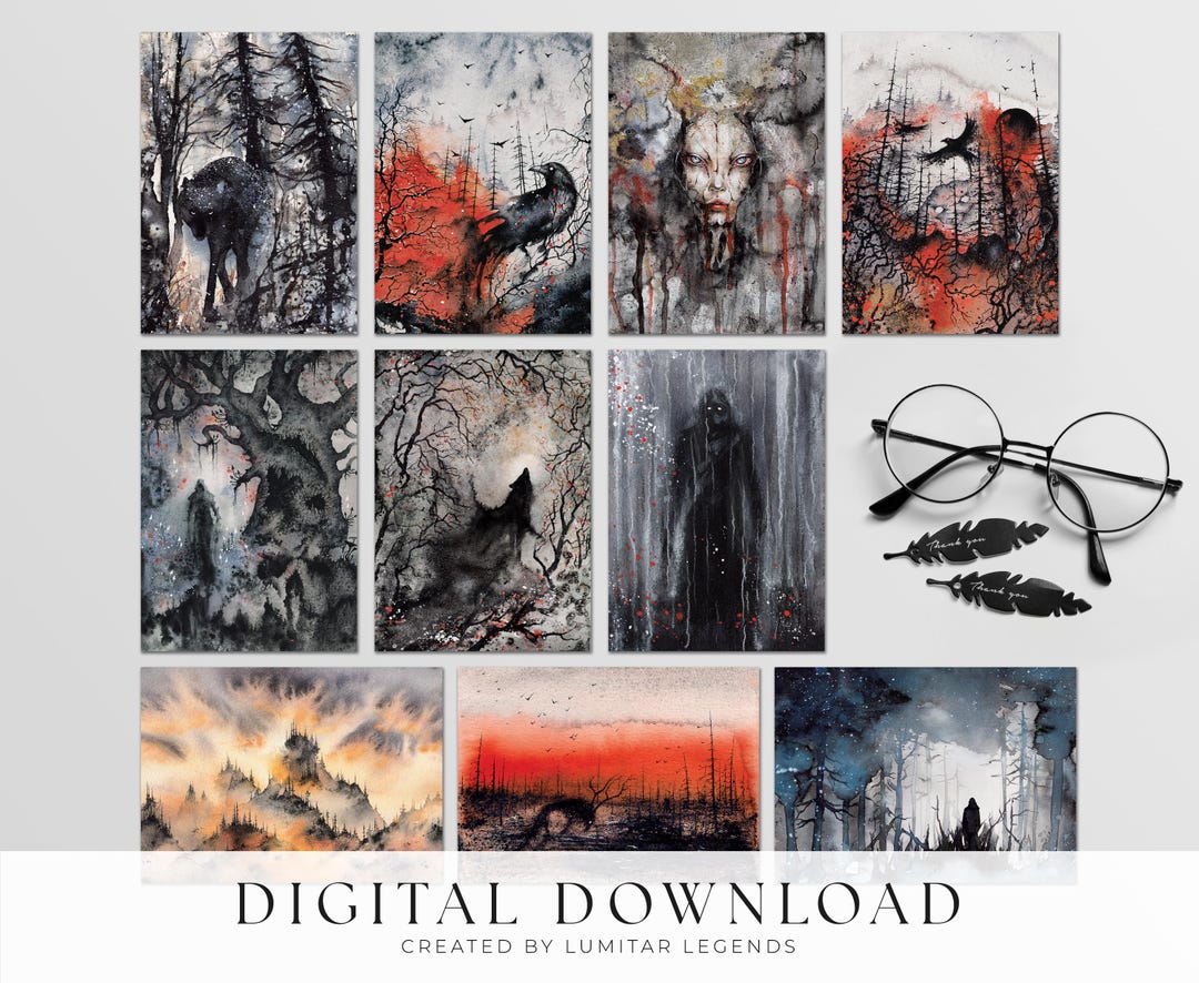 10 PRINTABLE Horror Gothic Postcard and Poster Set, Vol.1. Printable ...