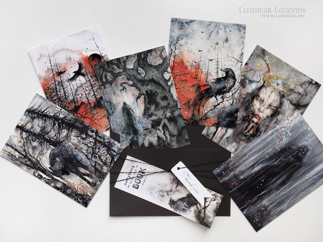 Dark Fantasy Greeting Cards, 10x15 Cm, Set of 6. Horror Tales, Gothic ...