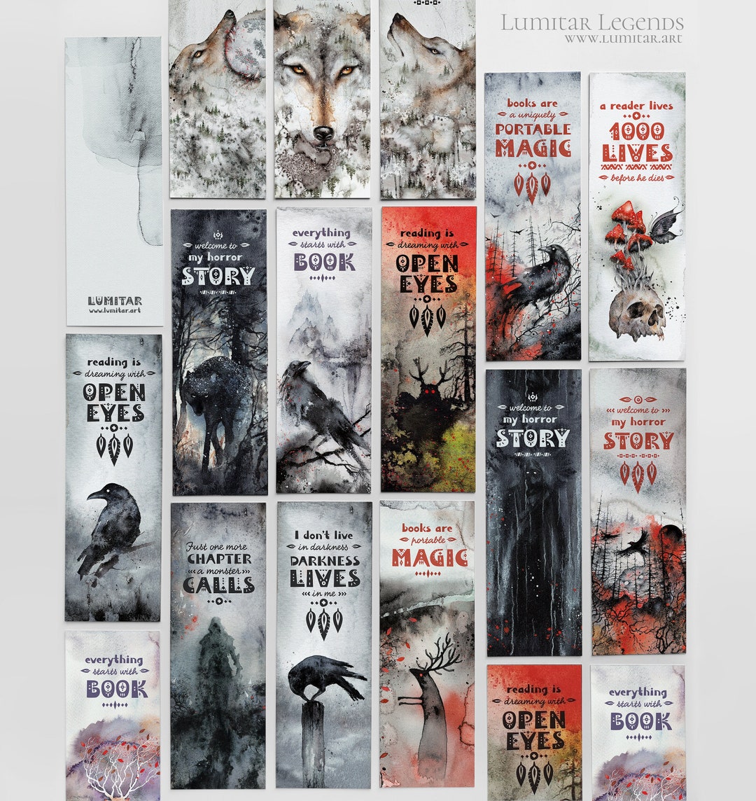 15 Dark Fantasy Bookmarks, 5x15 Cm | Perfect Gift for Horror Book ...