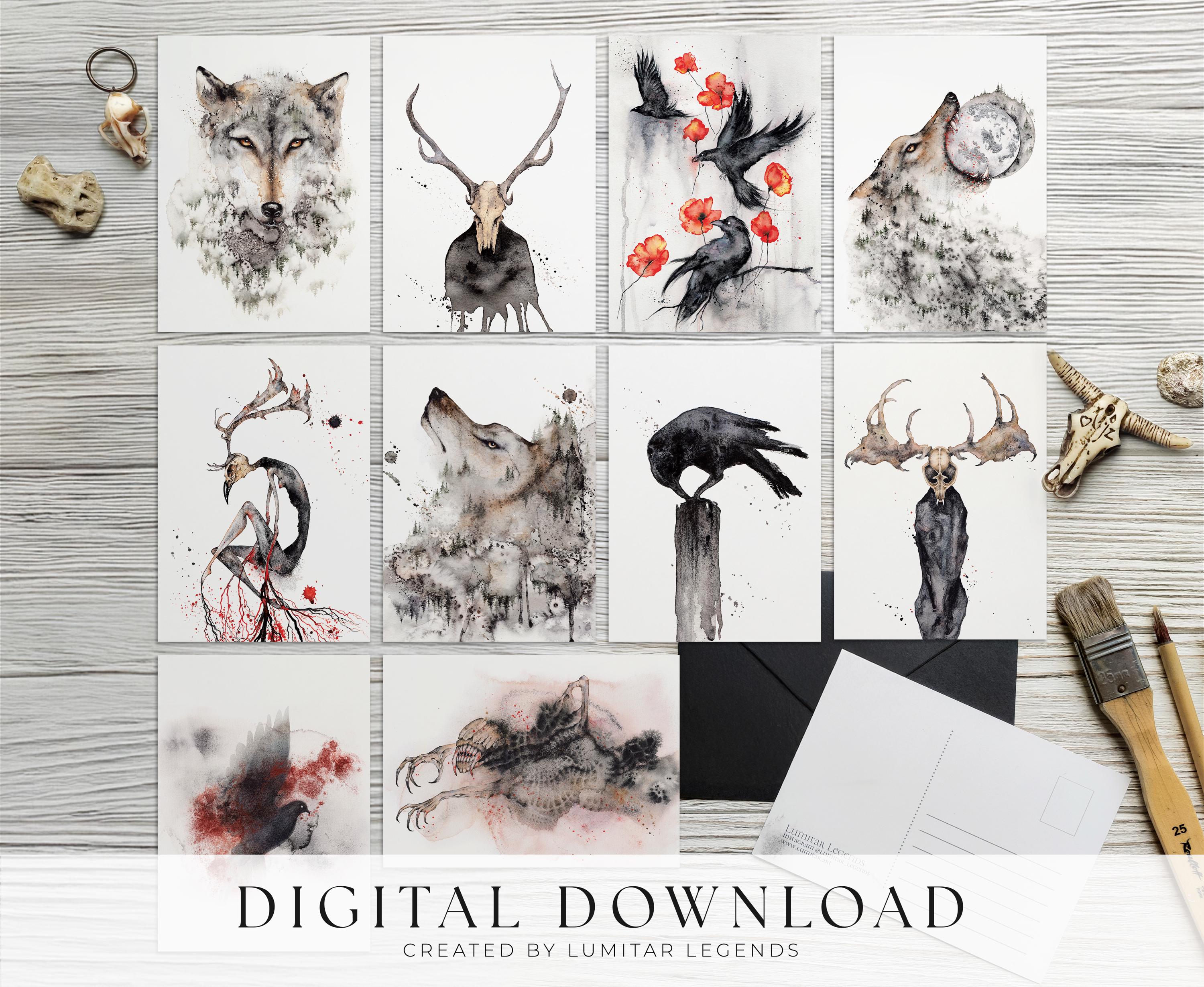 10 PRINTABLE Horror Gothic Postcard and Poster Set, Vol.2. Printable ...