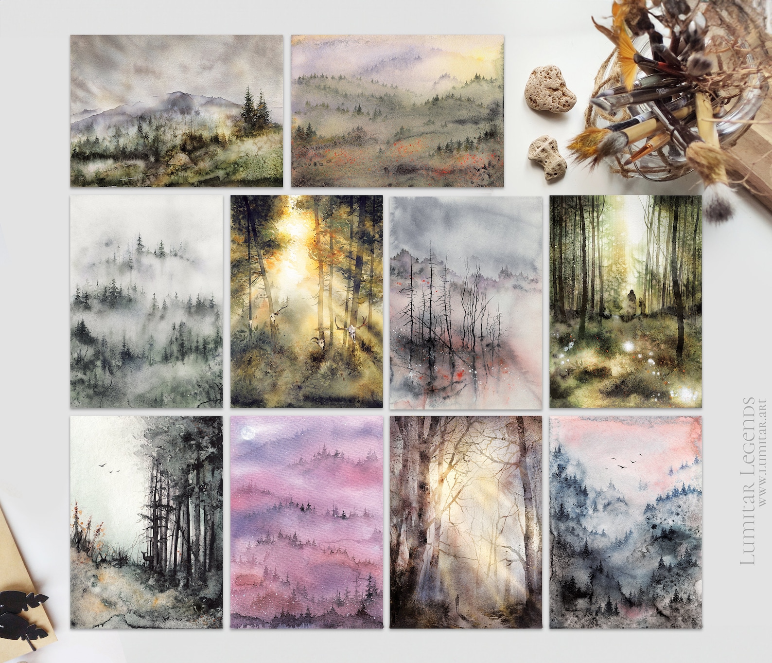 10 PRINTABLE Ethereal Forest Postcards and Poster Set | Printable ...