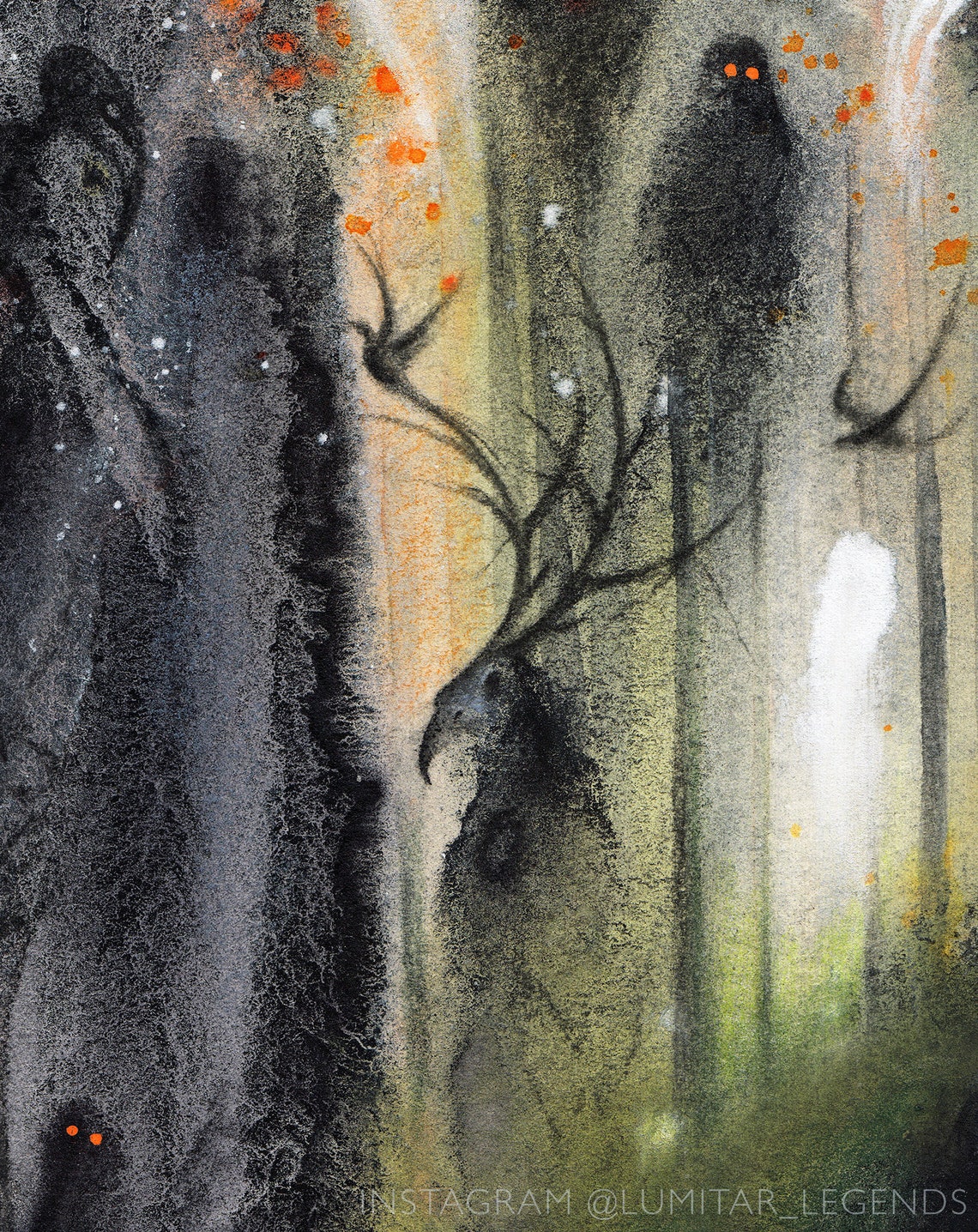 Sacred Forest A3 A4 ART PRINT. Fantasy Card / Wall Art. Dark - Etsy