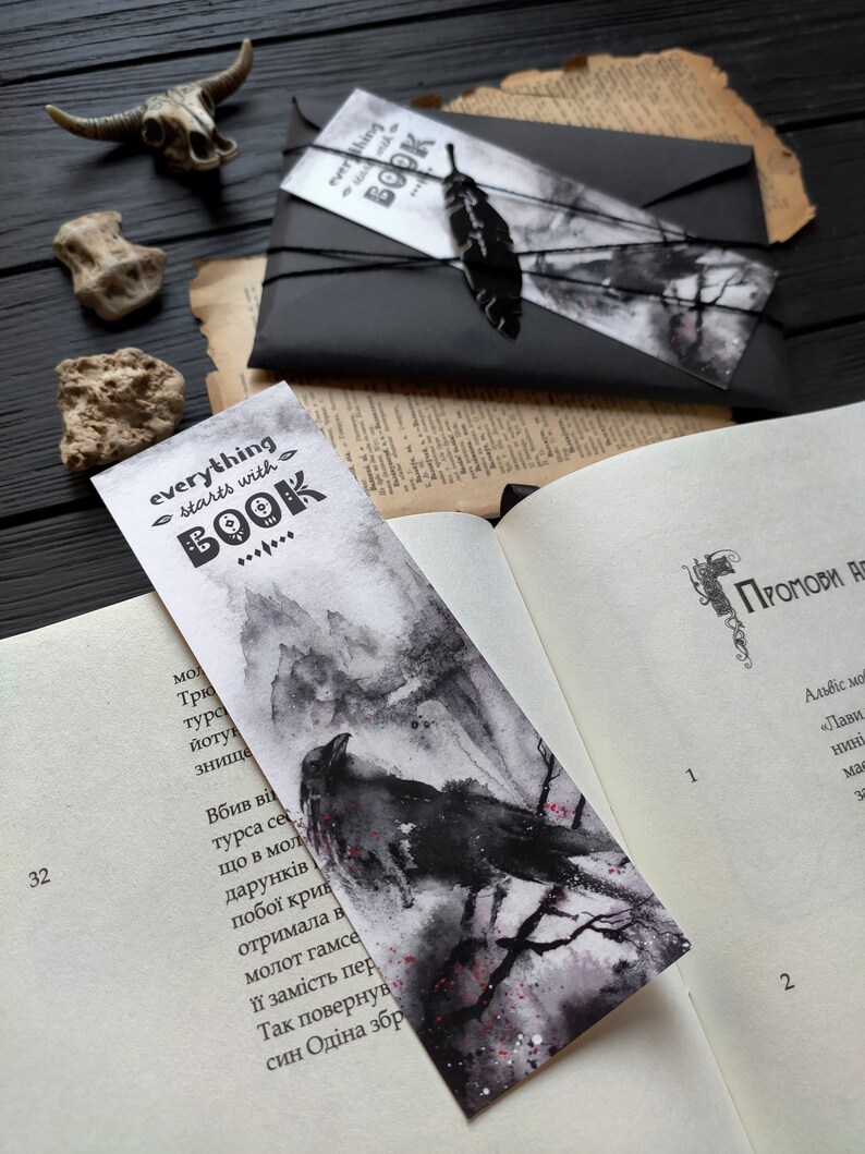 Black Raven PRINTED Artwork Souvenir Card Bookmark. Fantasy - Etsy